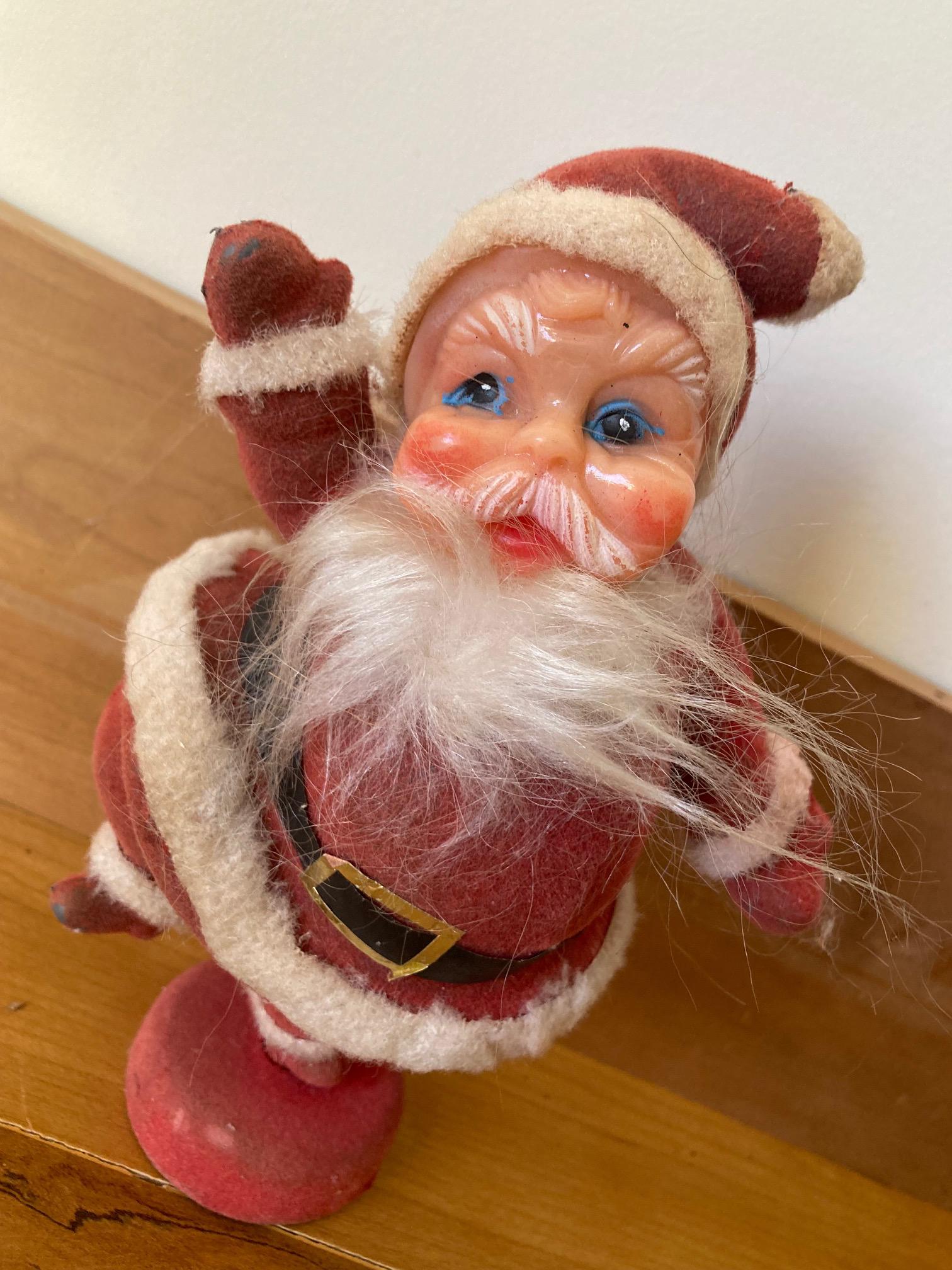 Vintage Flocked Dancing Santa Table Top - Etsy