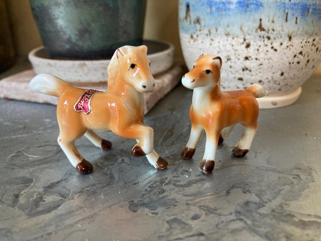 Vintage Bone China Japan Miniature Horses Set of 2 - Etsy