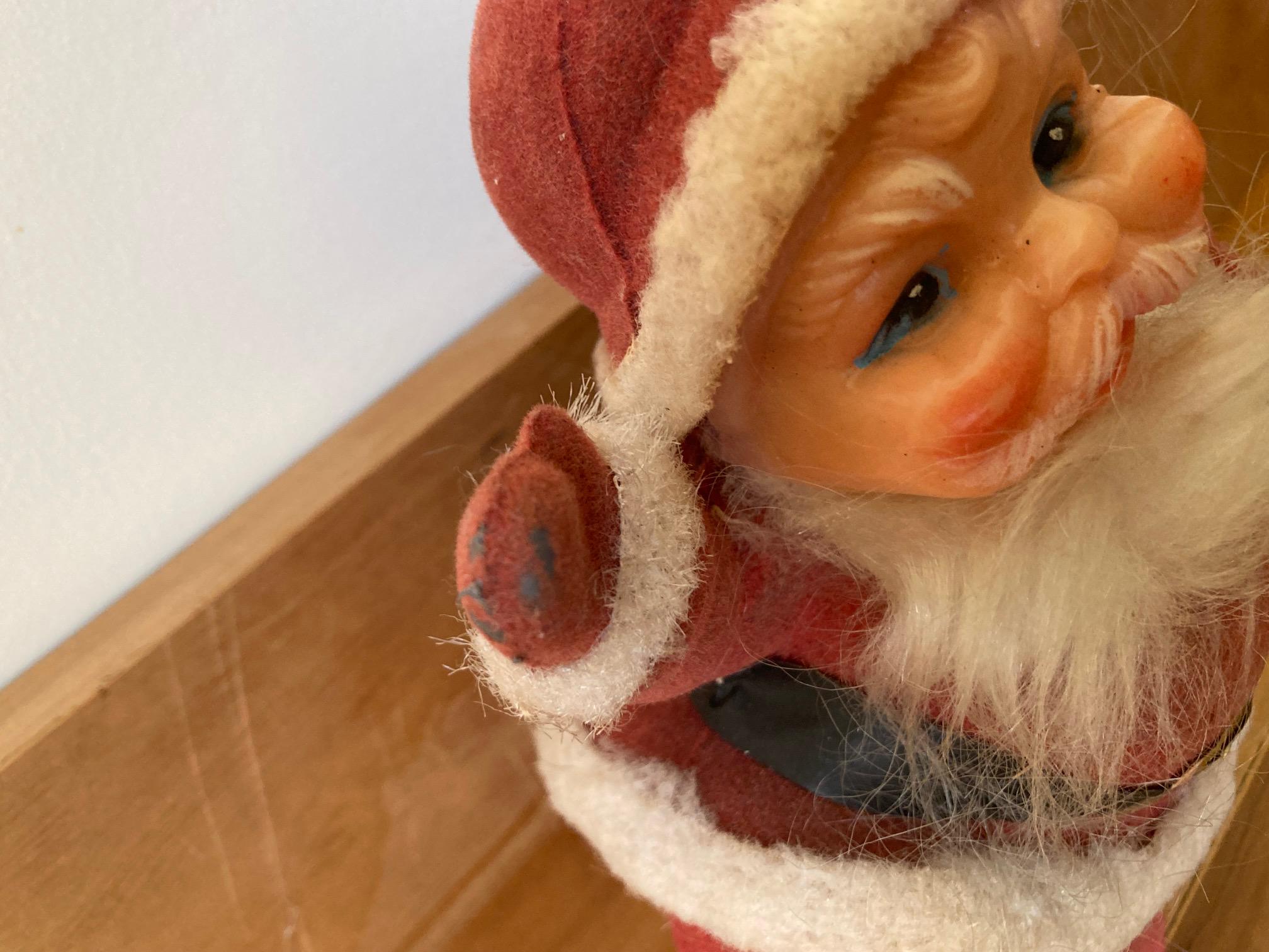 Vintage Flocked Dancing Santa Table Top - Etsy