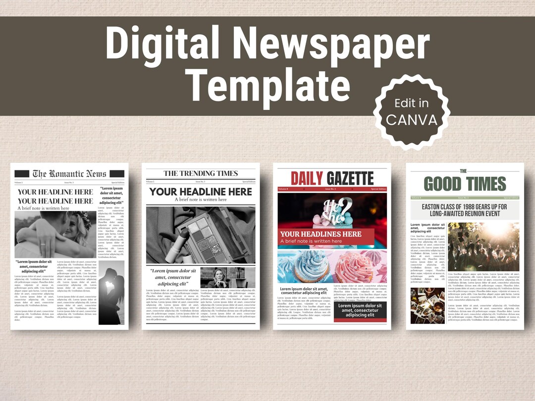 Editable Digital Newspaper Template Canva Announcement Newspaper Fun ...
