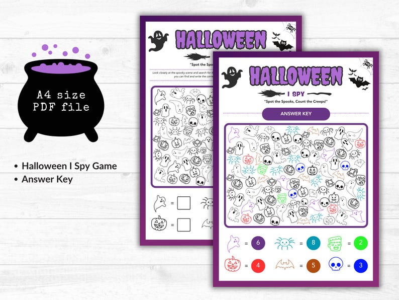 I Spy Game Halloween Edition for Halloween Party, Printable Halloween ...