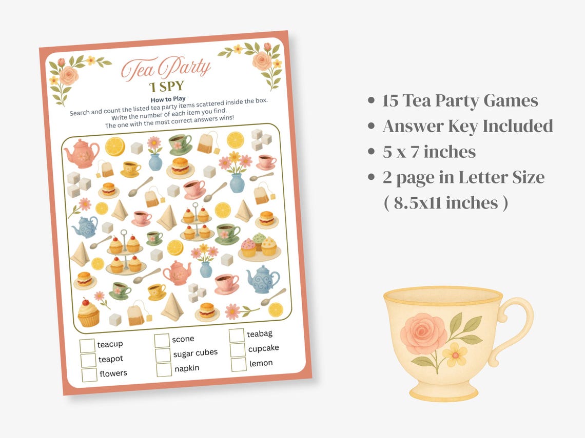 Tea Party Games Bundle – 15 Printable Games for Girls’ and Ladies ...