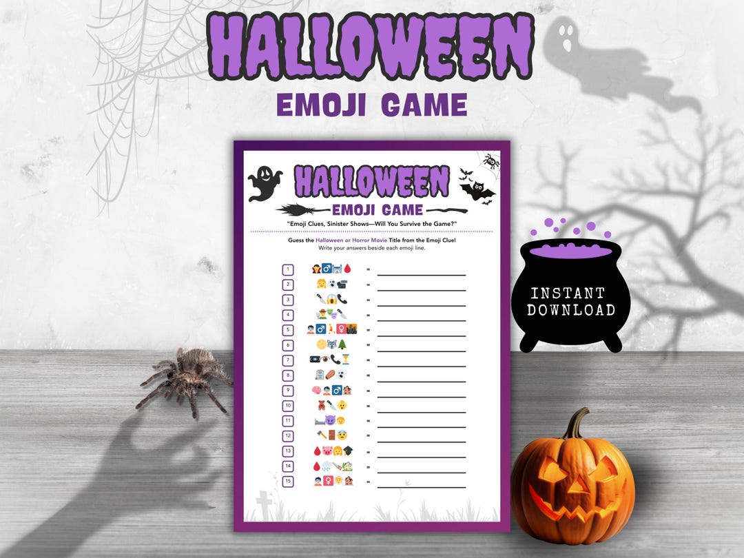 Printable Halloween Emoji Game for Halloween Party, Halloween Games for ...