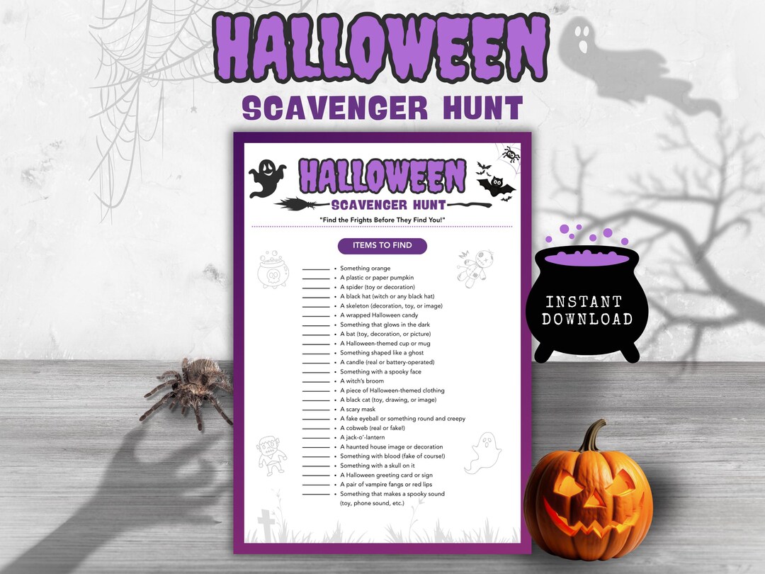 Halloween Scavenger Hunt Game – Activity Printable Game Fun Spooky ...