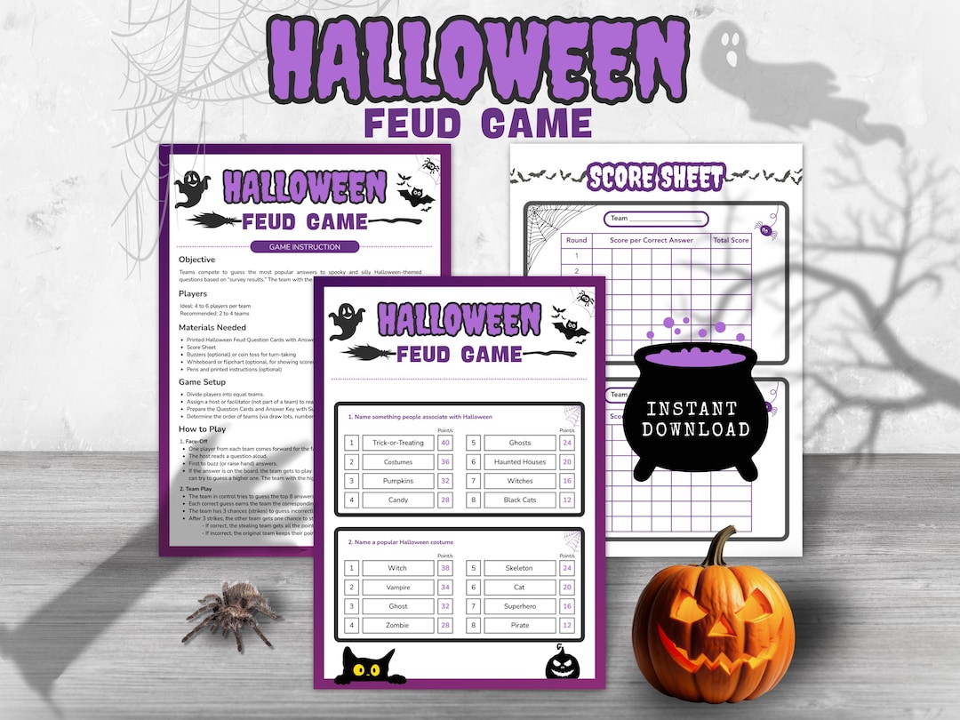 Halloween Printable Feud Game – Fun Friendly Family Office Game for ...