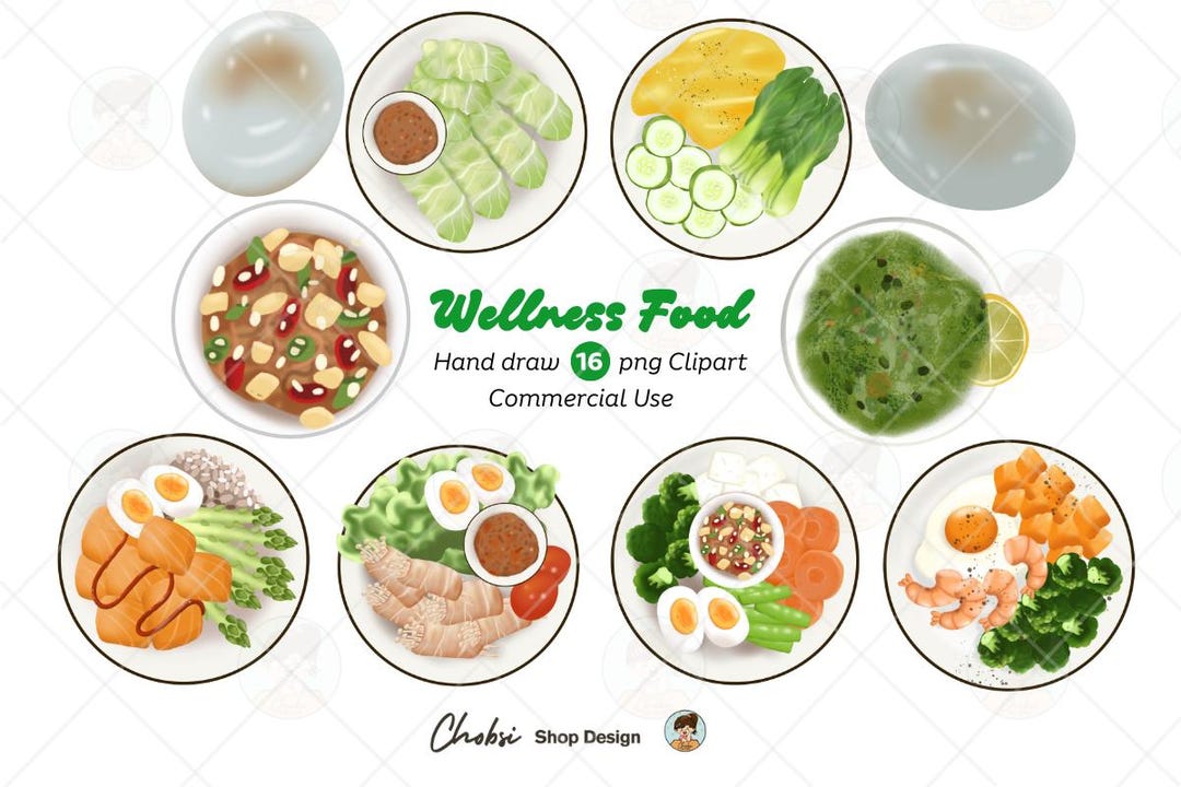 Watercolor Healthy Food Clipart: Hand-painted Vegetables (PNG, Digital ...