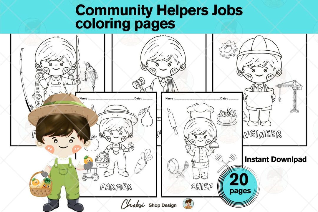 20 Community Helper Job Coloring Pages, Career Day Coloring Book ...