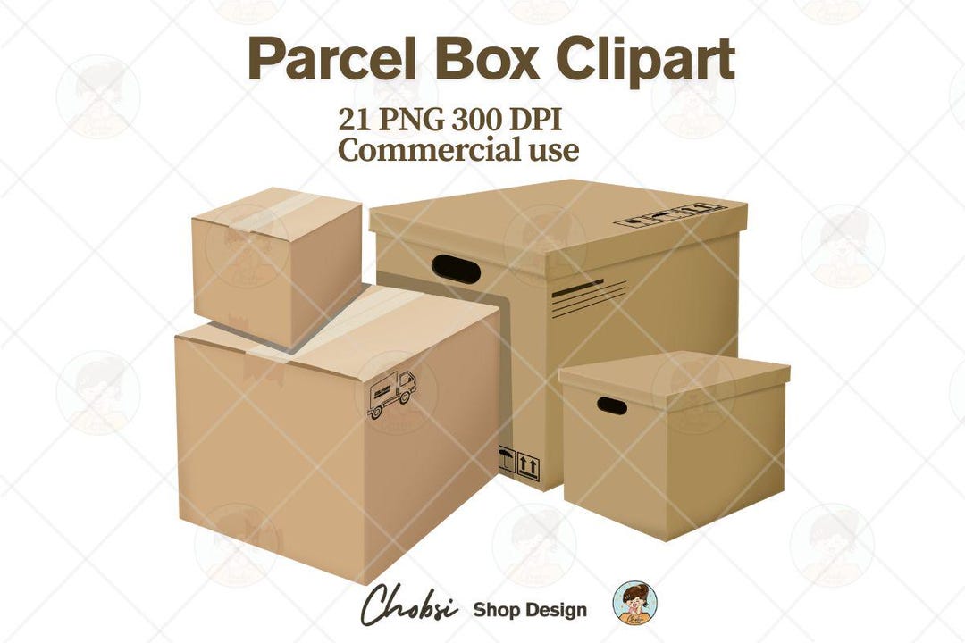 Parcel Box Clip Art, Shipping Box, Watercolor Cardboard Box, Cardboard ...