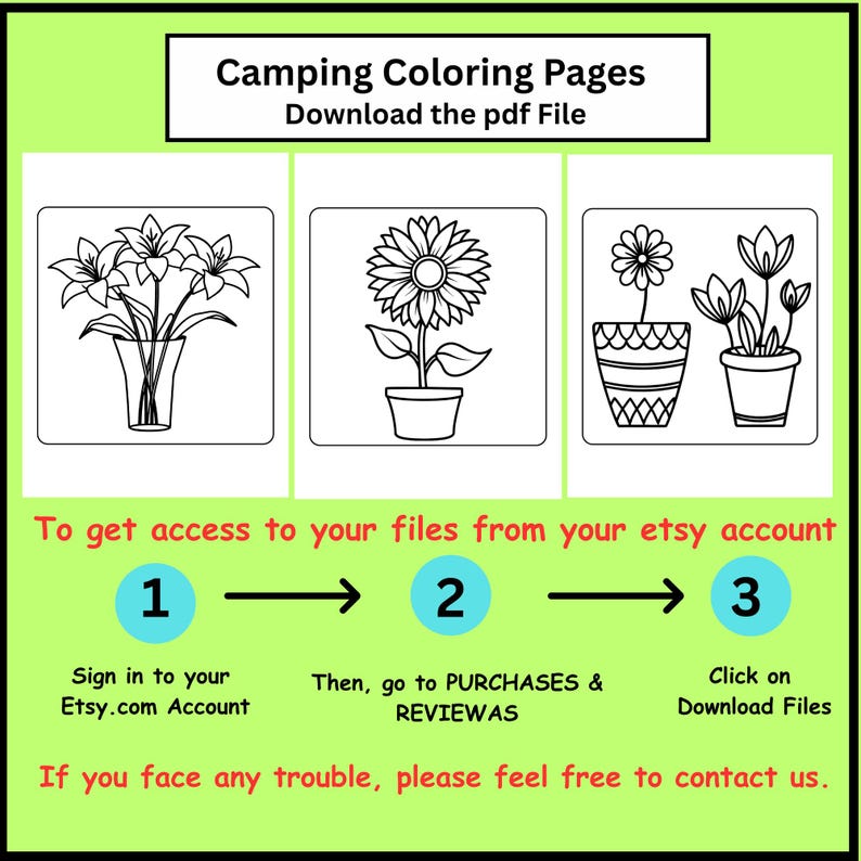 Floral Coloring Pages: Easy Plants & Flowers Line Art (PDF) - Etsy Canada