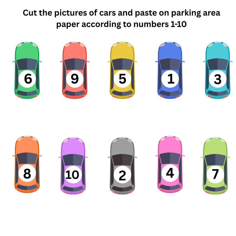 Car Number Matching Printable – Learning Number & Counting Activity for ...