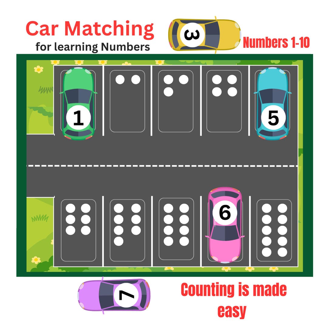 Car Number Matching Printable – Learning Number & Counting Activity for ...