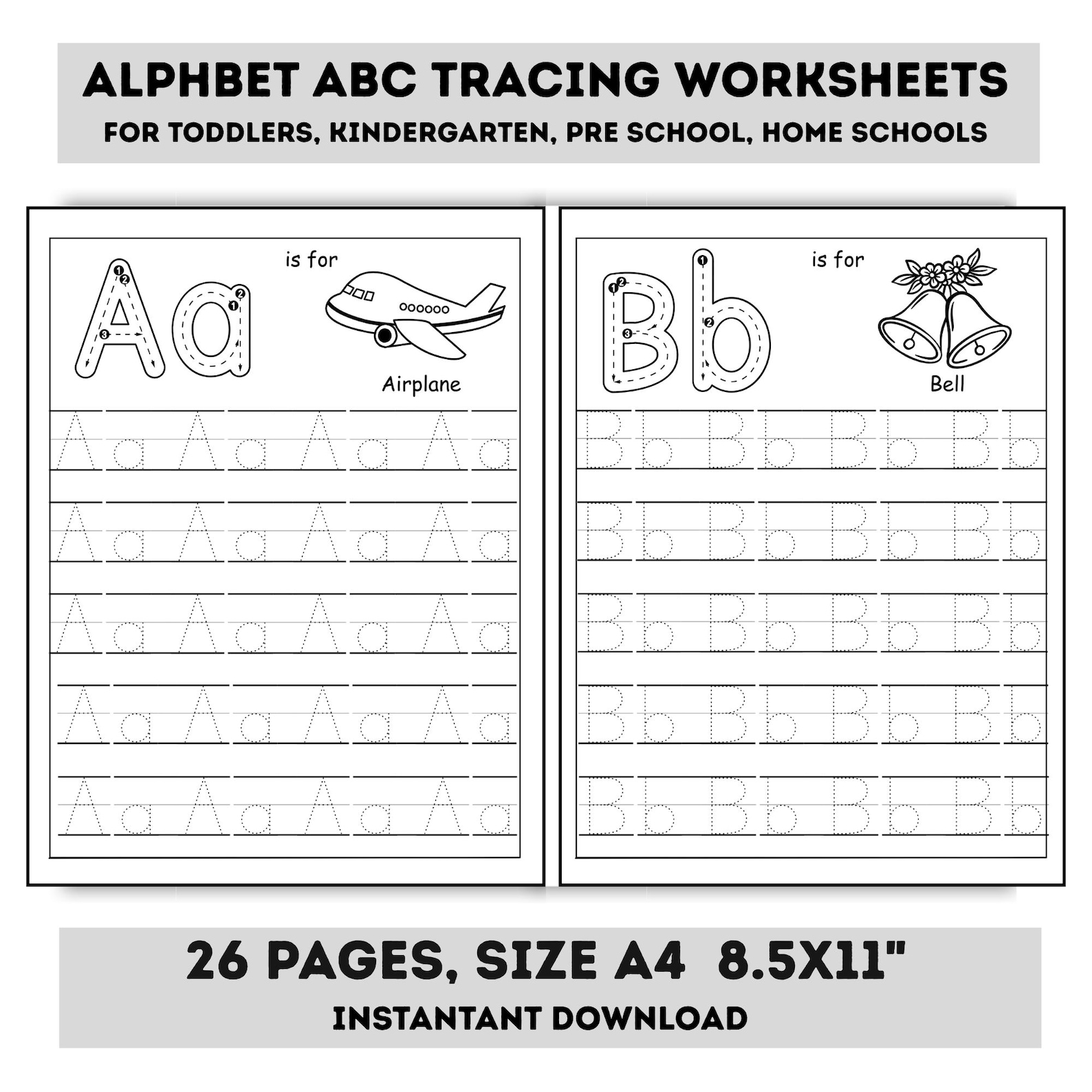 Alphabet Tracing Worksheets | Letters A–Z | Handwriting Practice ...