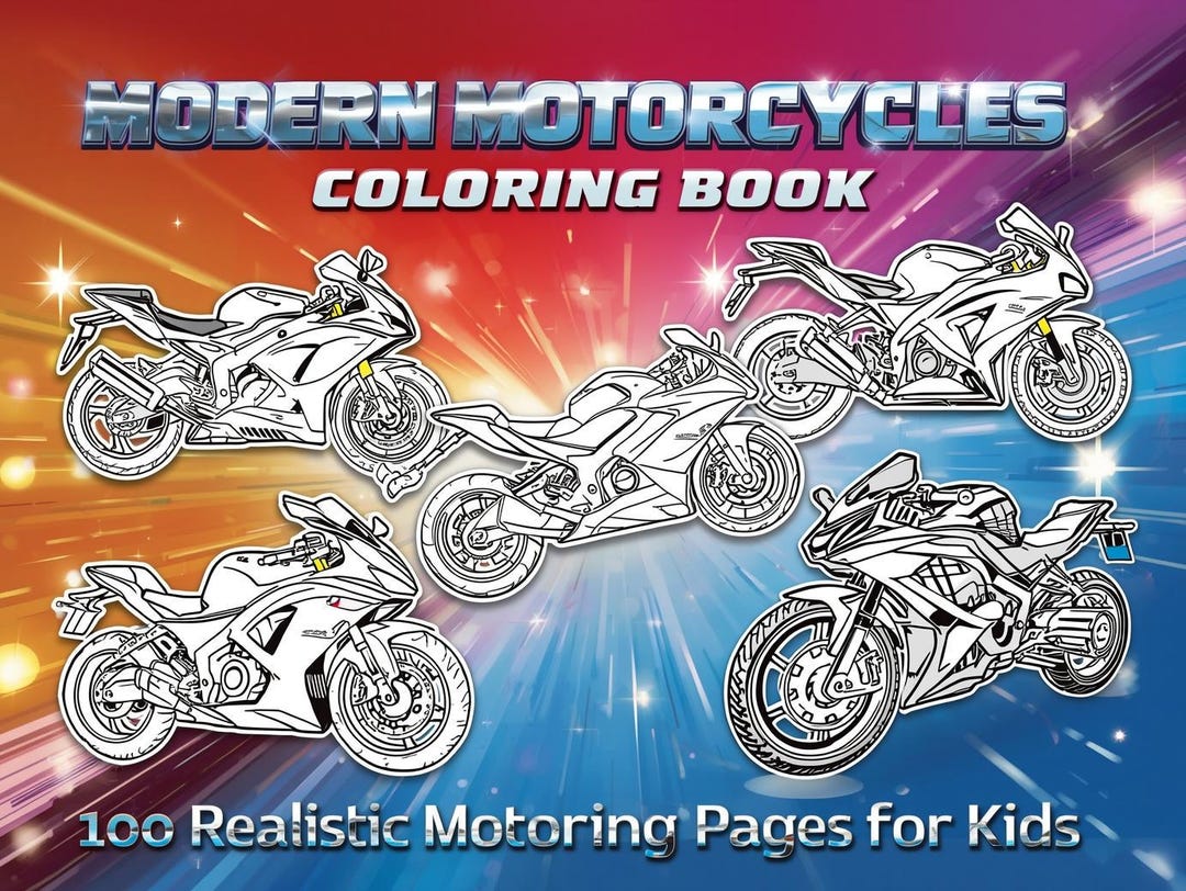 Modern Motorcycles Coloring Book – 100 Realistic Motorbike Pages for ...