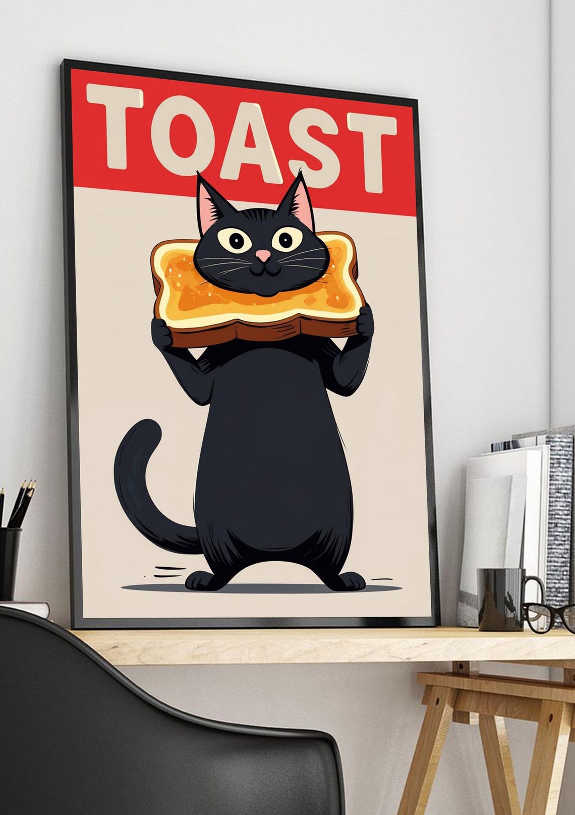 Funny Cat Poster, Cat Toast Print, Funny Animal Print, Cat Lover Gift ...
