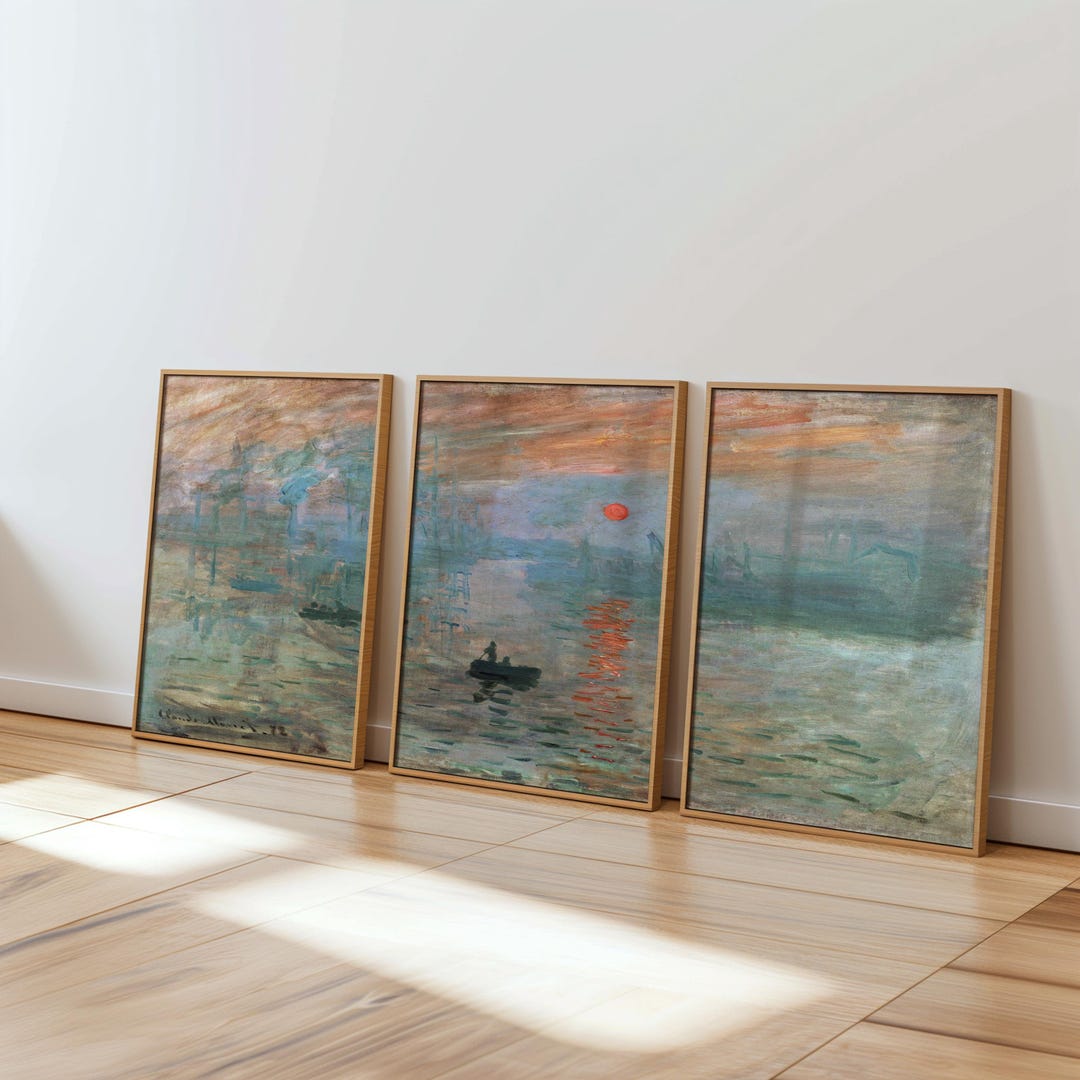 Claude Monet Impression Sunrise Poster Set, Impressionist Seascape Wall ...
