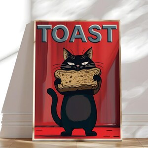 Toast Cat Print, Cat Lover Print, Cartoon Cat Print, Animal Lover Print ...
