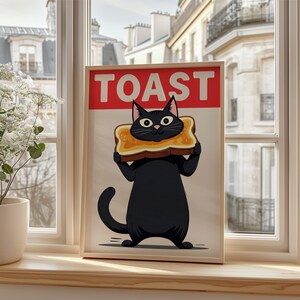 Funny Cat Poster, Cat Toast Print, Funny Animal Print, Cat Lover Gift ...