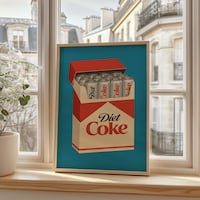 Diet Coke Printable Wall Art - Blue With Shadow, Art for Gallery Wall ...