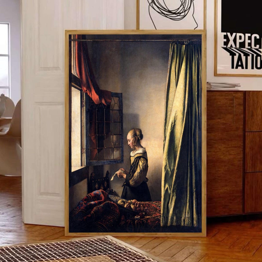 Johannes Vermeer Girl Reading a Letter Poster, Classic Painting Poster ...