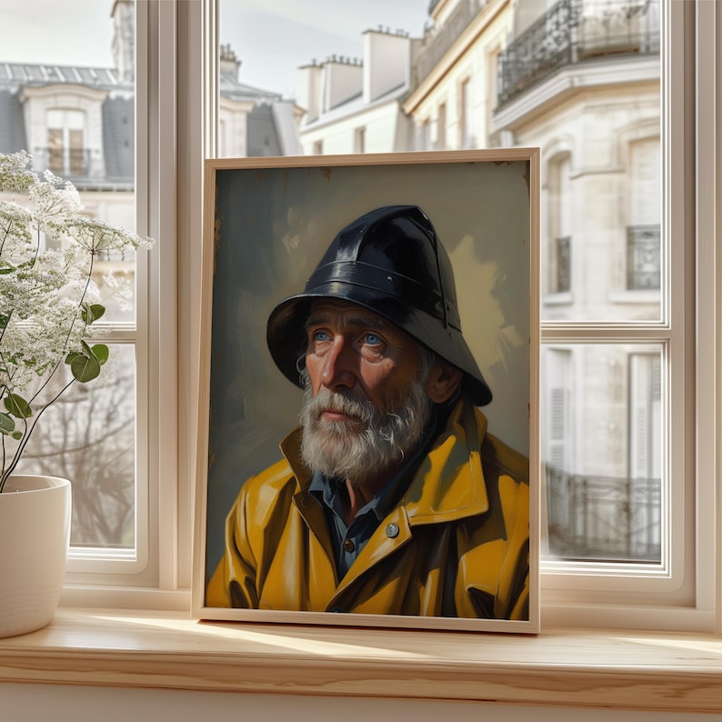 Vintage Fisherman Portrait Wall Art, Nautical Sea Captain Print ...