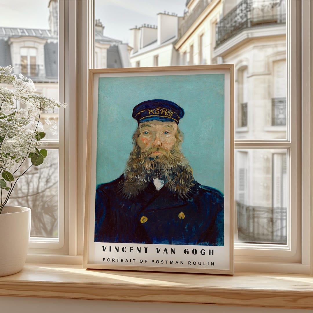 Van Gogh Postman Roulin Portrait Poster, Bearded Man Wall Art, Vintage ...