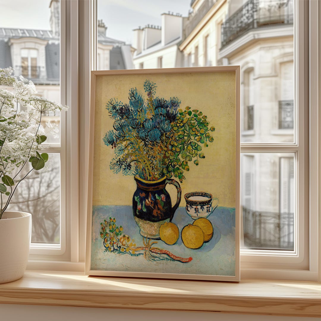 Vincent Van Gogh Still Life 1888 Poster, Floral Vase Wall Art, Lemon ...