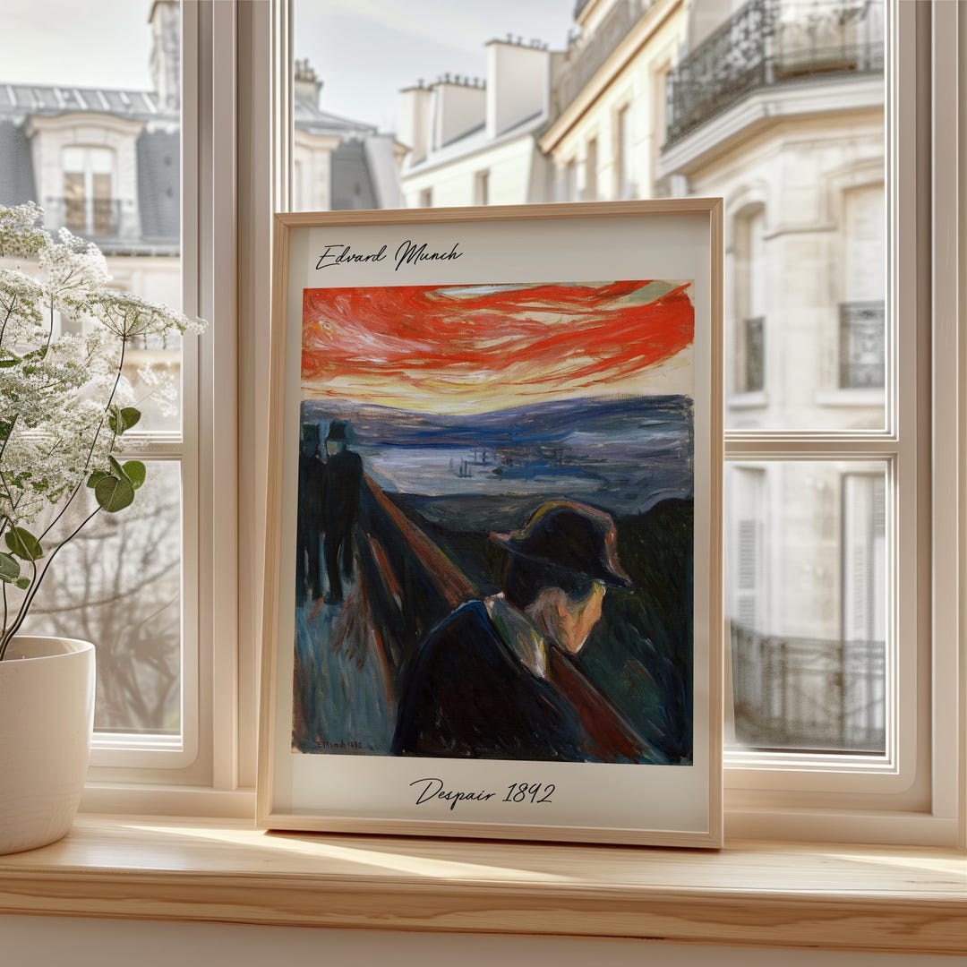 Edvard Munch Despair 1892 Poster, Vintage Painting Print, Expressionism ...
