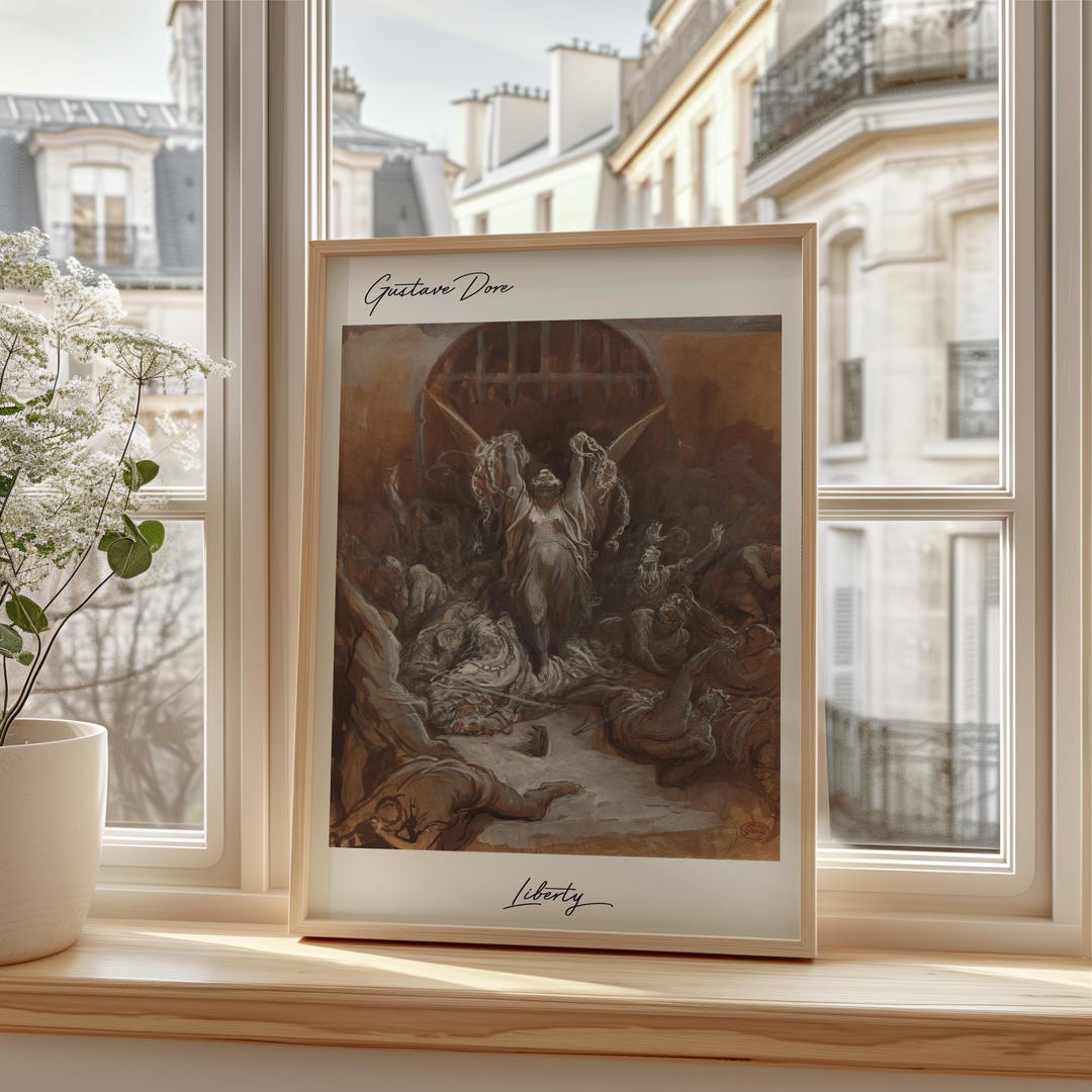 Gustave Dore Liberty Poster, Freedom Chains Dark Art, Antique Style ...