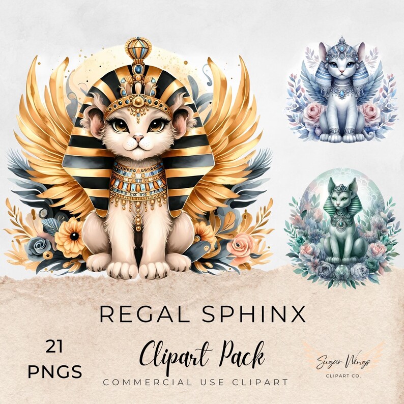 Regal Sphinx Clipart Bundle, 31 Pngs, Cute Whimsical Magical Majestic ...
