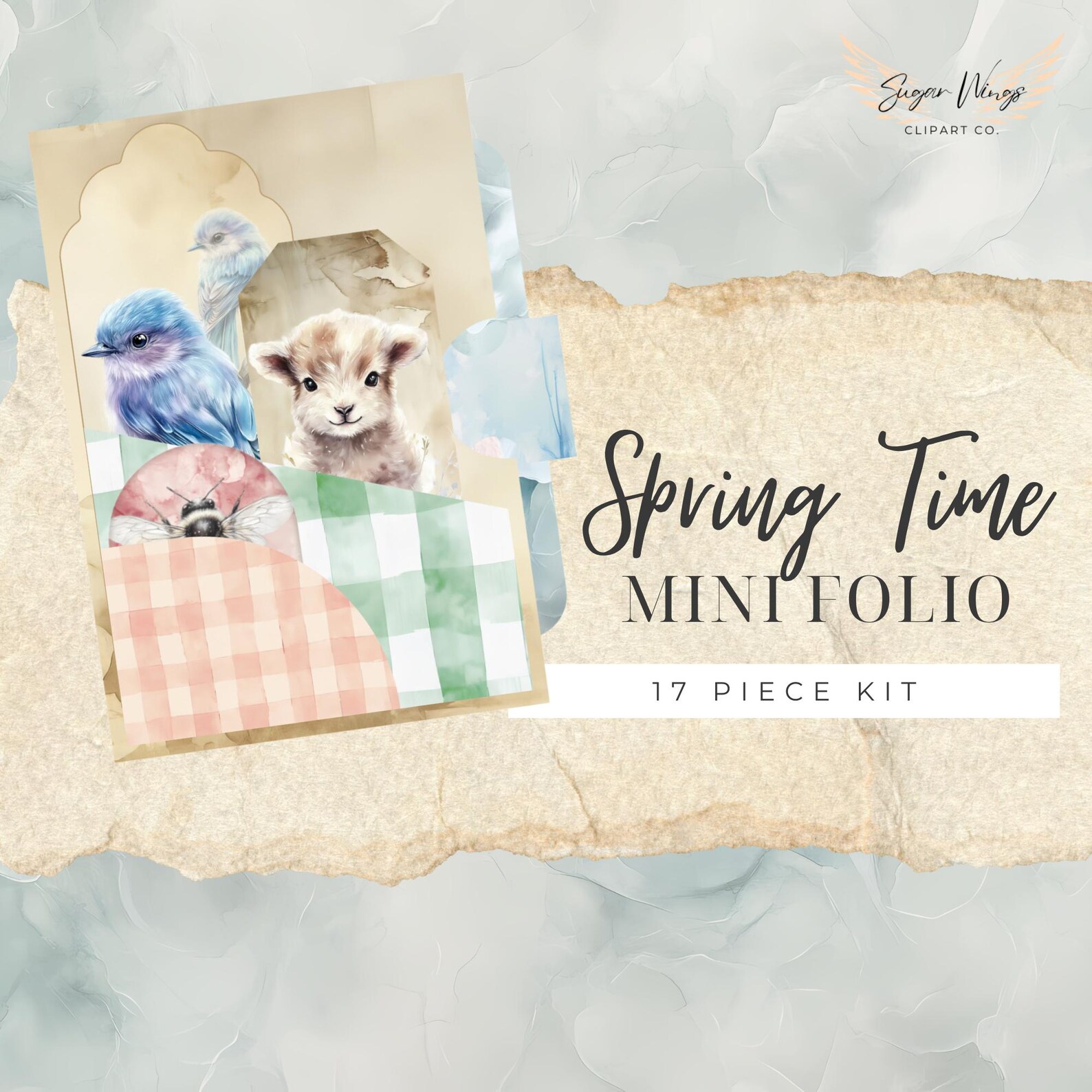 Spring Time Folded Mini Folio Printable, Vintage Shabby, Floral ...