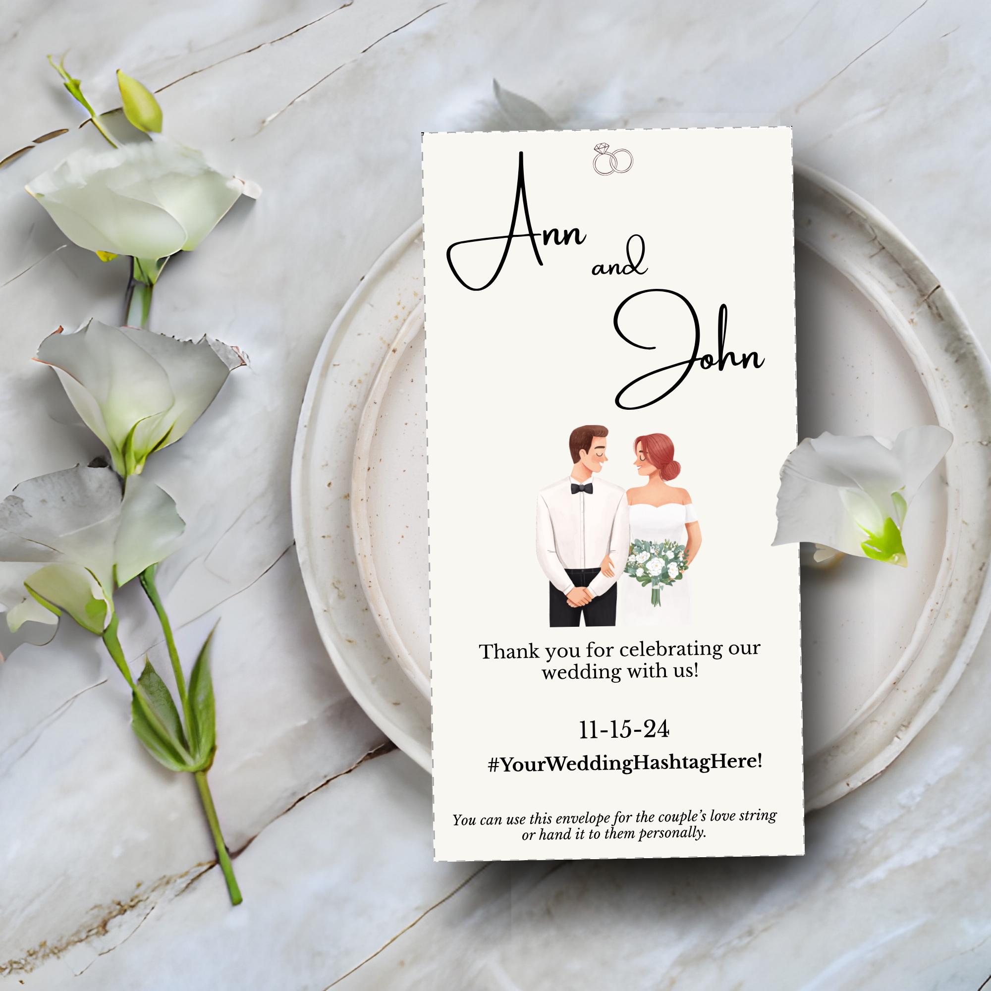 Minimalist Wedding Money Envelope Template | Editable Canva Design ...