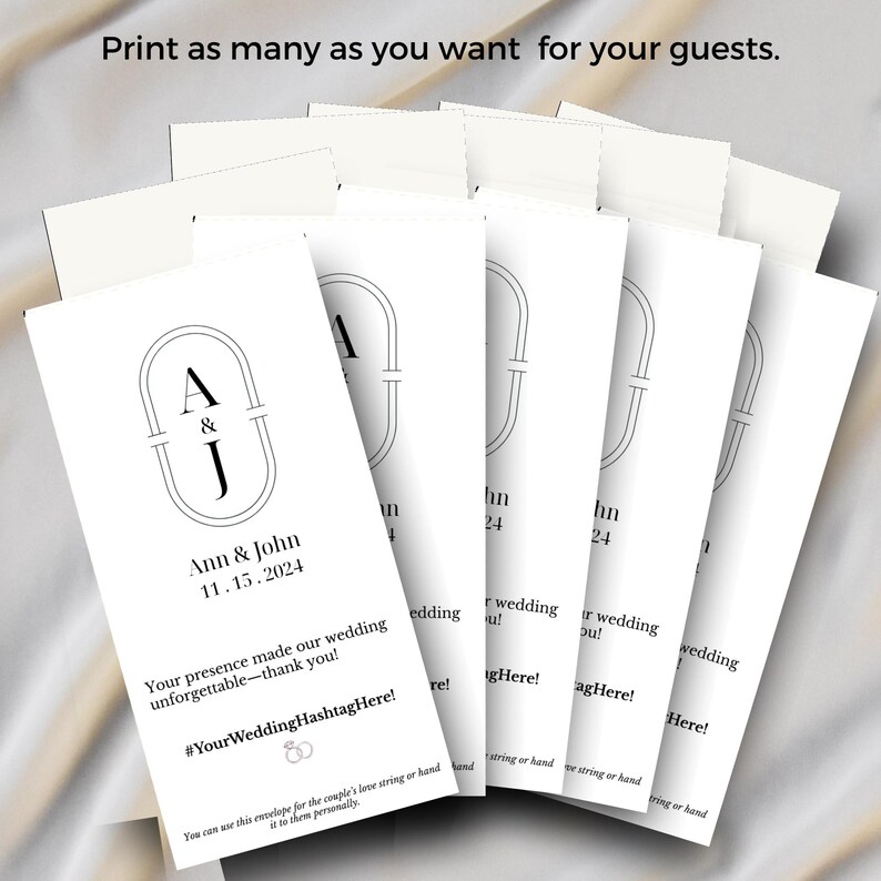Minimalist Monogram Wedding Money Envelope Template | Editable Canva ...