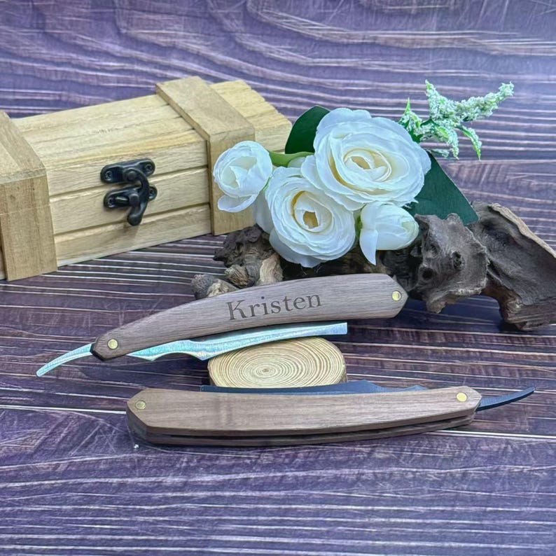 Personalized Walnut Wood Straight Razor, Personalized Travel Razor ...
