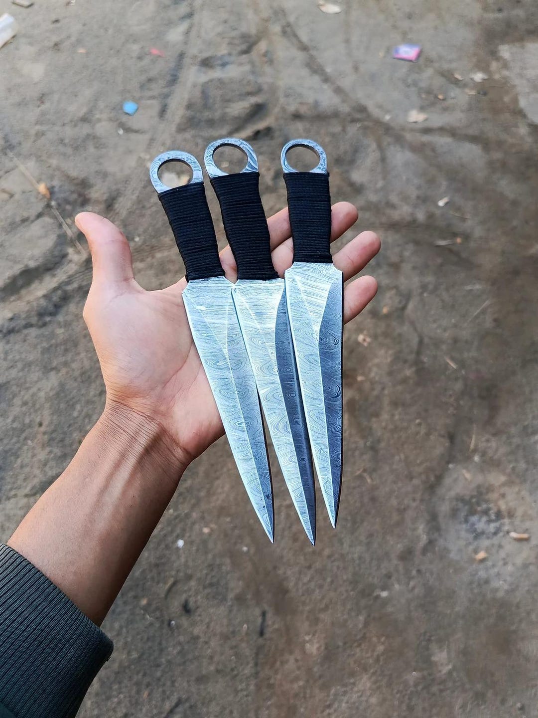Pack of 3 Handmade Damascus Kunai Throwing Knife,dagger Throwing ...