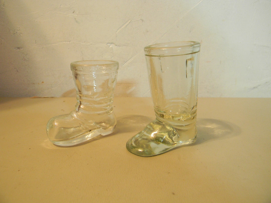 Two Vintage Glass Boots - Etsy