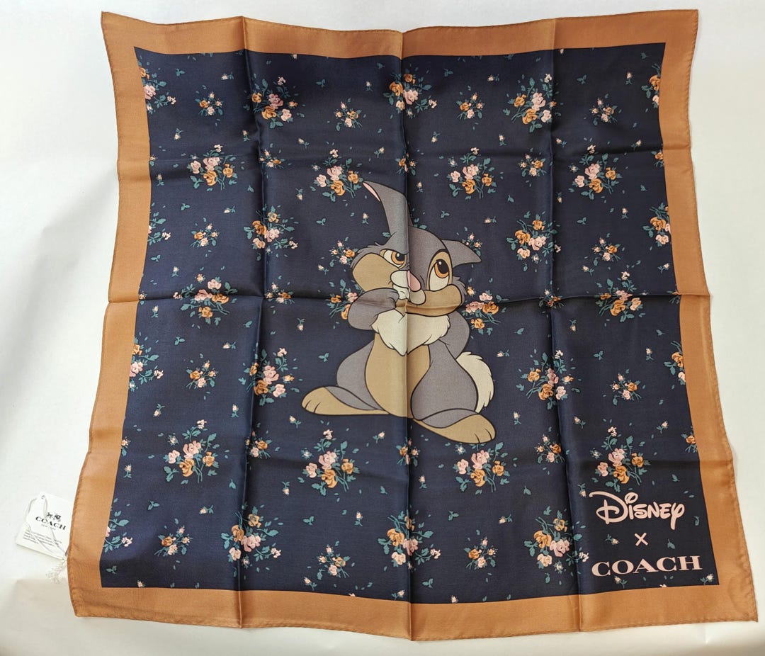 Vintage NWT Disney Coach Thumper Rose Bouquet Print Silk Bandana Scarf ...
