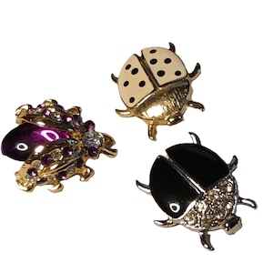 Three Vintage Rhinestone and Enamel Lady Bug Pins - Etsy