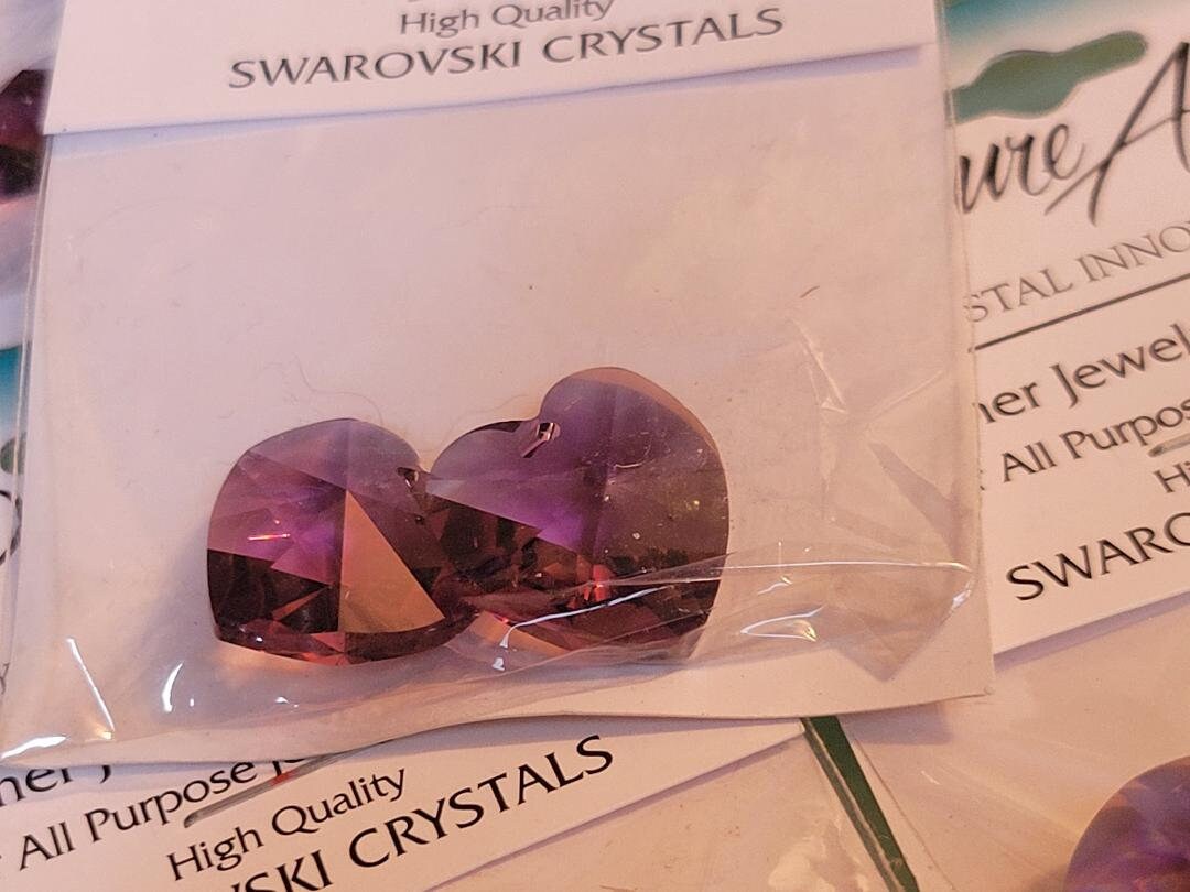 5 Packages Pure Allure Swarovski Crystal Purple Heart Beads - Etsy