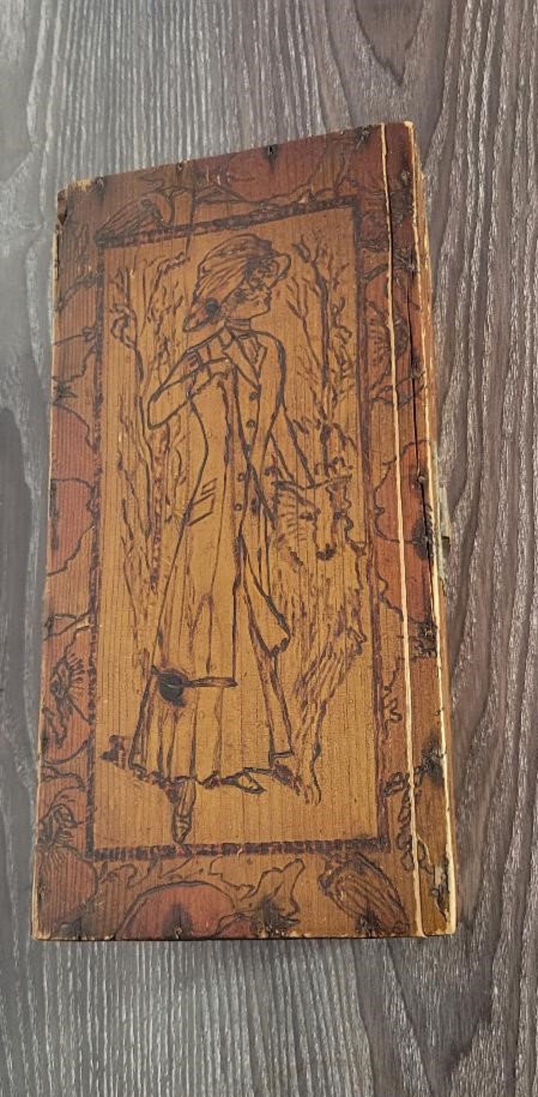 Antique Wooden Pyrography Flemish Art Box - Etsy