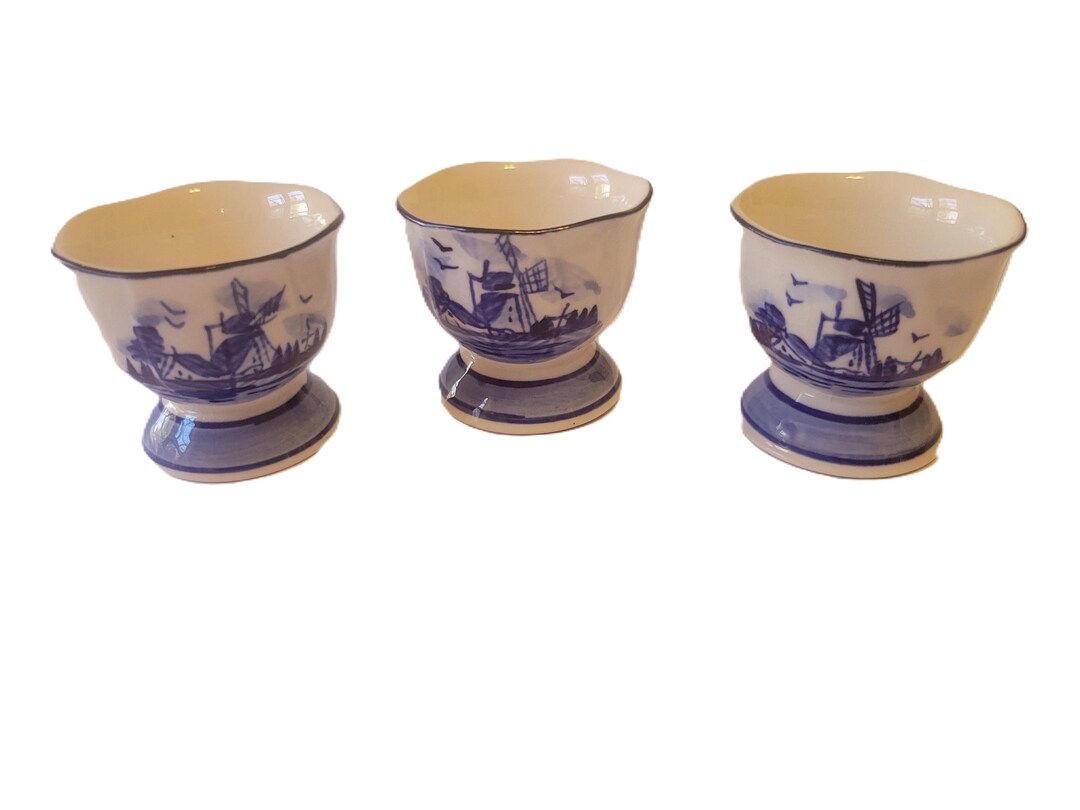 Set 3 Vintage Elesva Holland Blue Delftware Egg Cups - Etsy