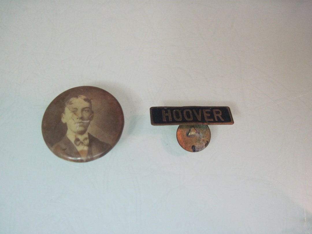 Two Vintage Pinback Button and Tag Hoover - Etsy