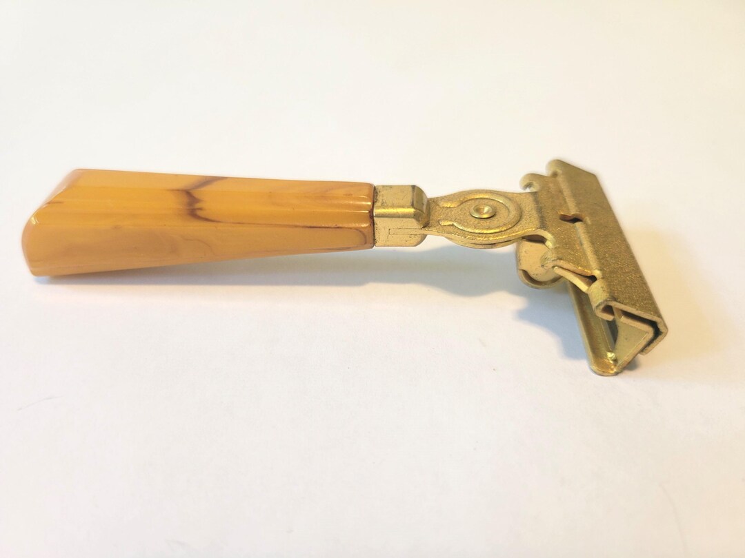 Vintage 1930's Schick Injection Razor With Butterscotch Swirl Bakelite ...