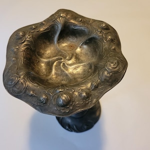 Antique Silver Plate Art Nouveau Repousse Bird Bath Calling Card Dish ...