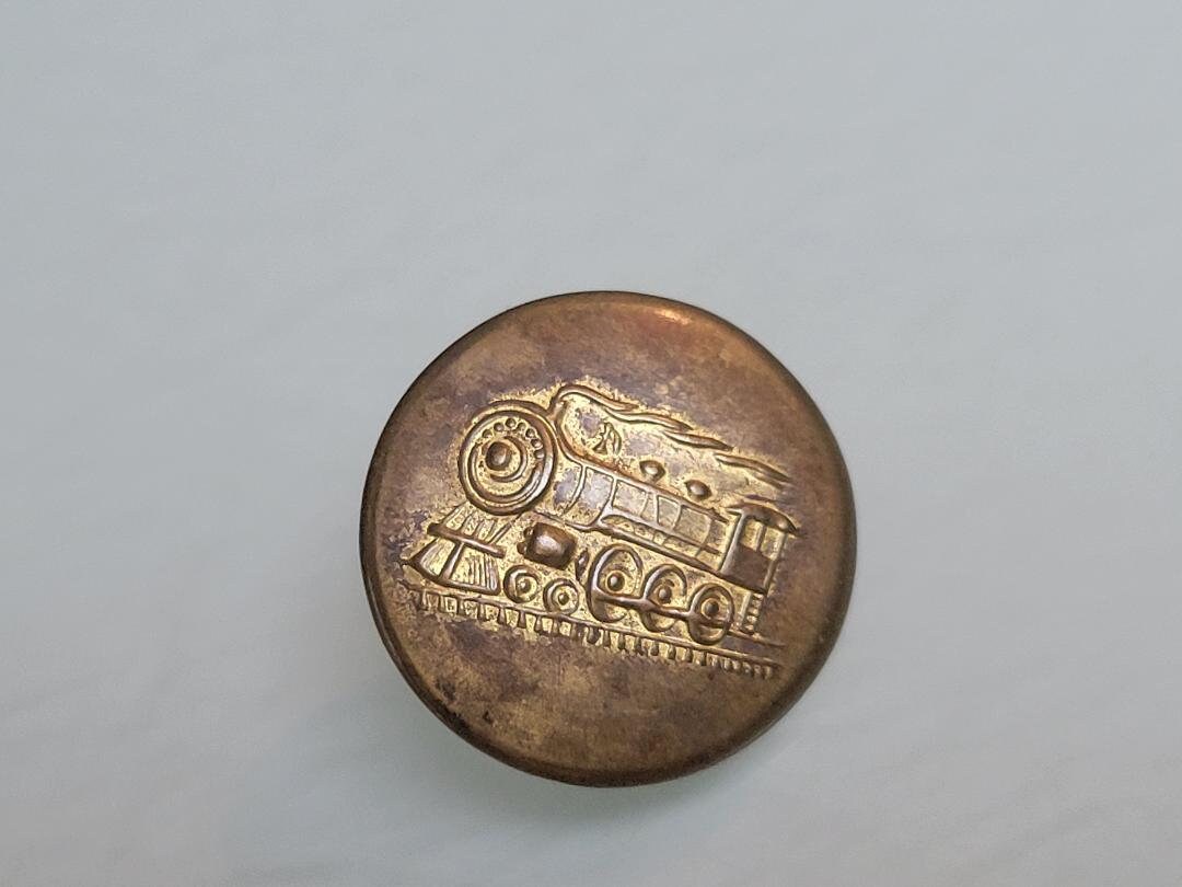 Antique Brass Locomotive Train Button - Etsy