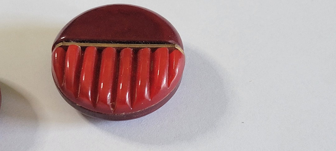 Two Vintage Large Red Art Deco Style Buttons - Etsy