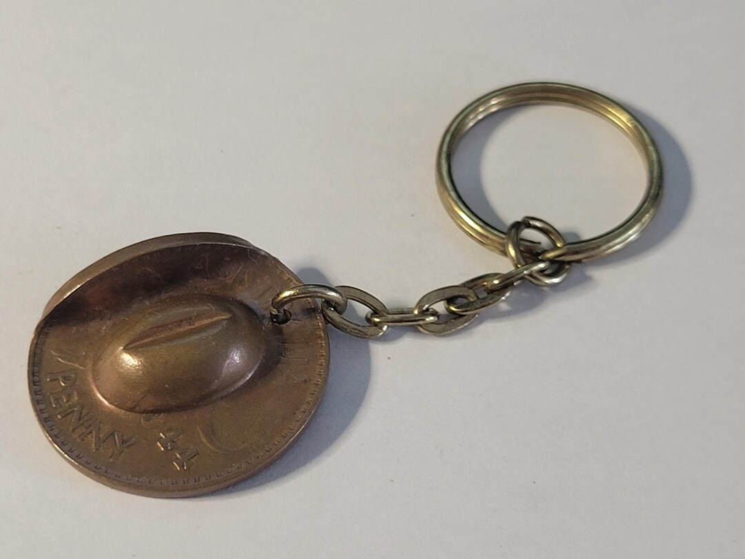 Vintage Copper Australian Penny Cowboy Hat Key Chain - Etsy