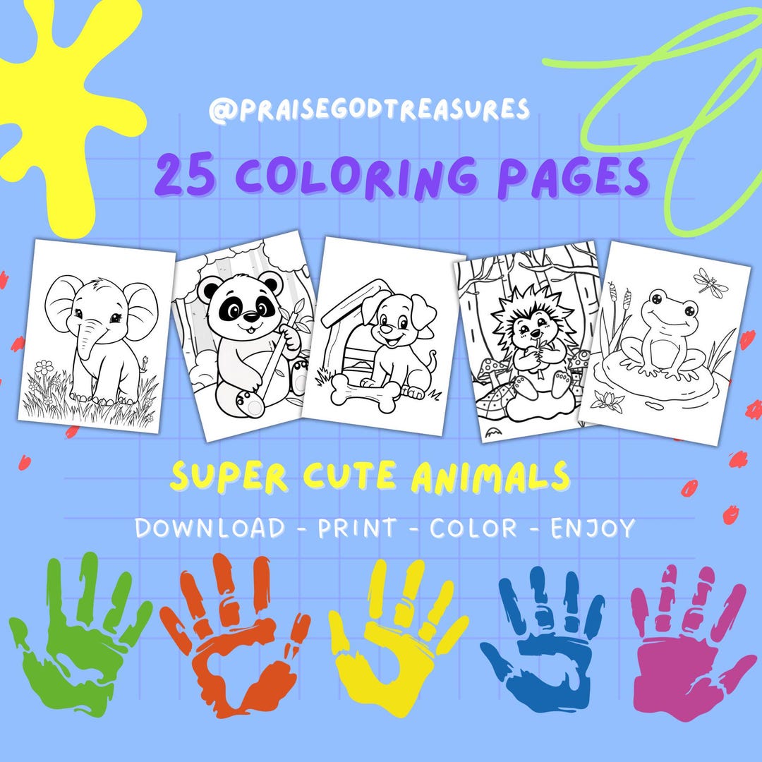 Cute Animal Coloring Book for Kids / Adults | 25 Adorable Animals | 8.5 ...