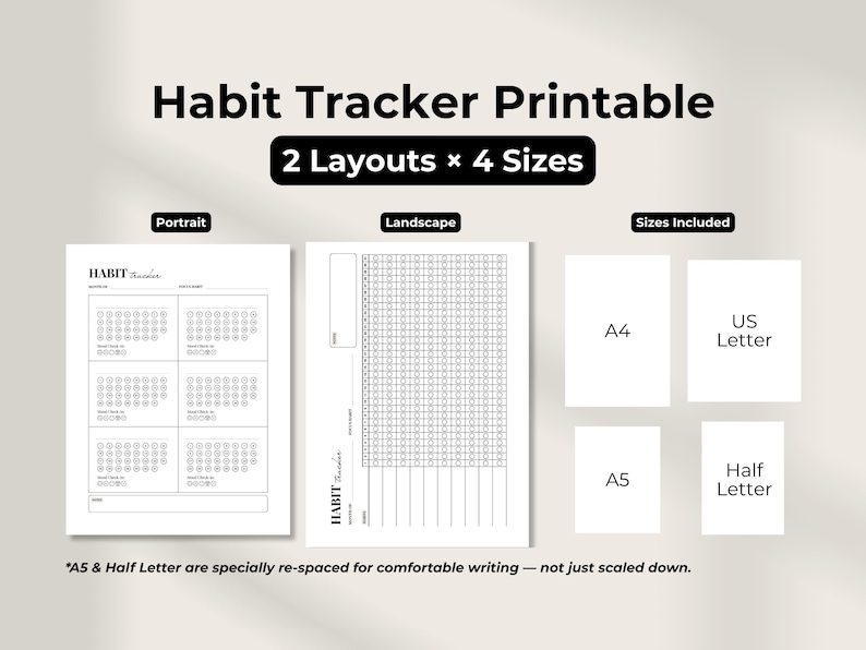 31 Day Habit Tracker Printable – Portrait & Landscape Layouts (PDF) - Etsy