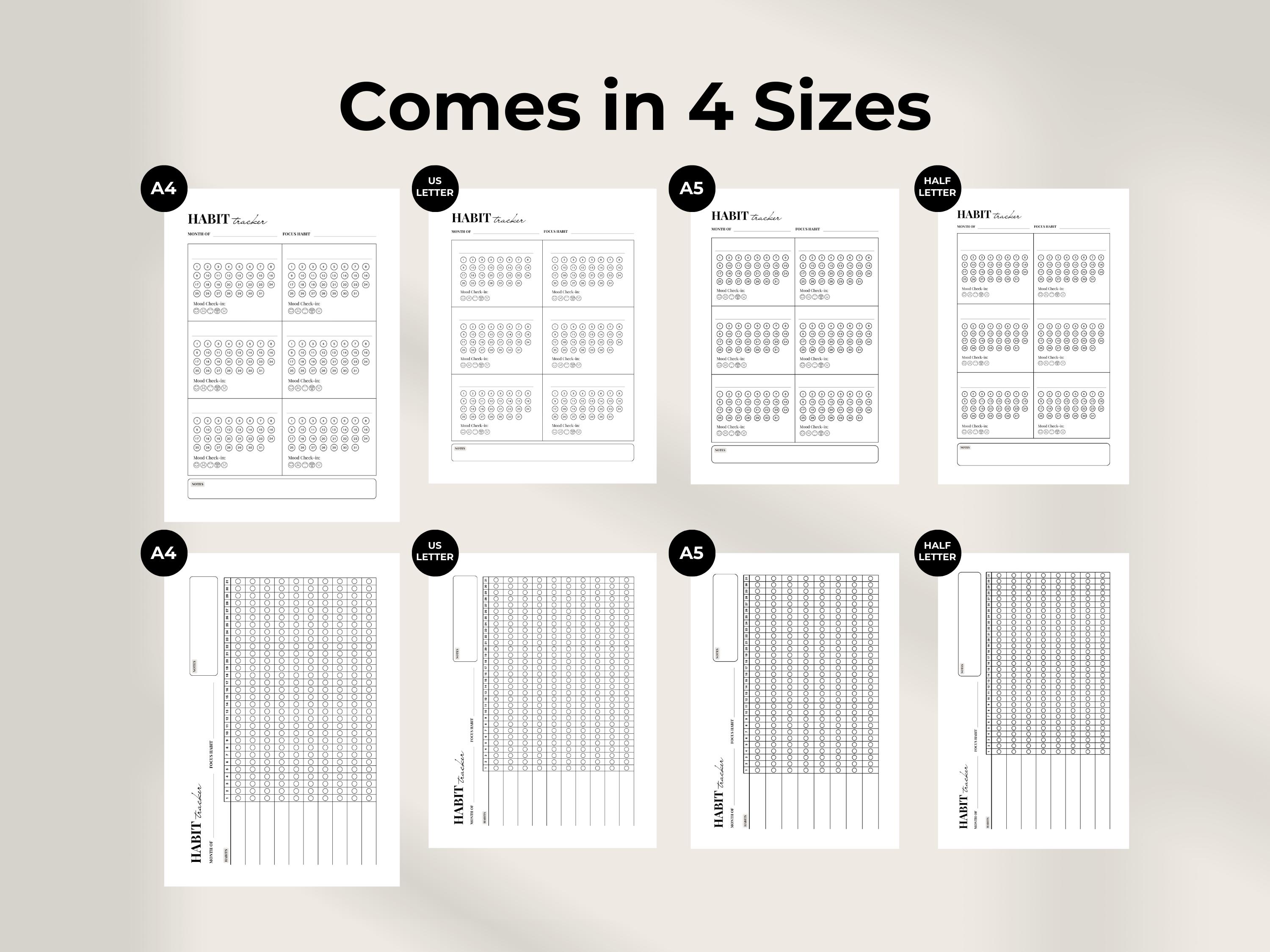 31 Day Habit Tracker Printable – Portrait & Landscape Layouts (PDF) - Etsy