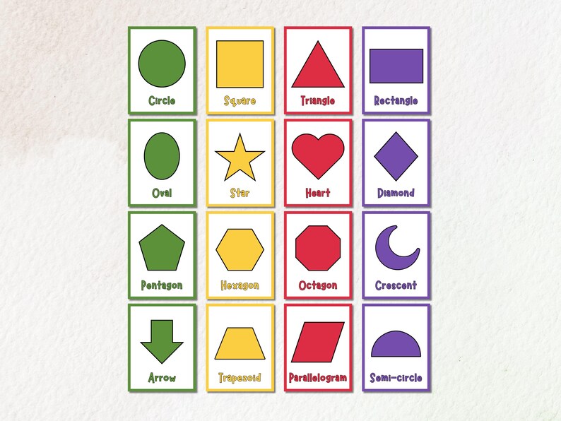 Printable Shape Flashcards for Kids | Basic Geometric Learning Cards ...